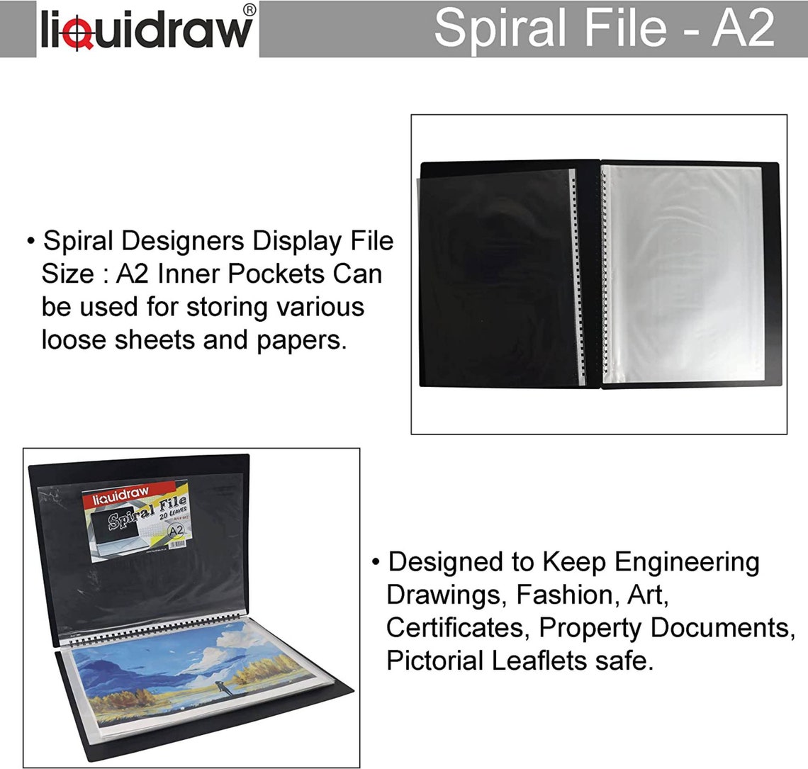 Liquidraw A2 Art Portfolio Case for Artists, 20 Sleeves Inserts Storage ...