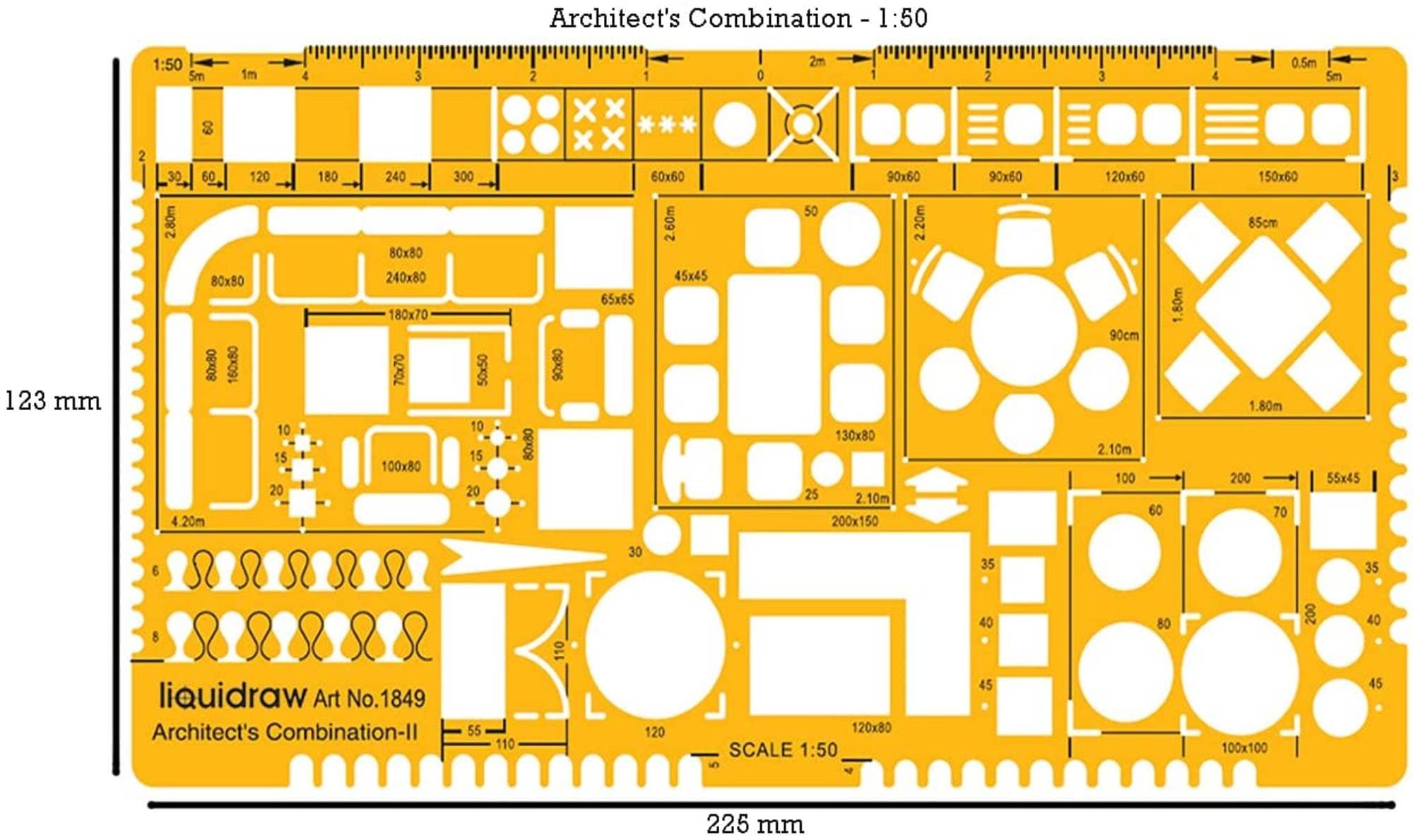 Liquidraw 1 50 Architectural Scale Ruler Drawing Template Stencil Drafting Supplies Furniture Design Symbols for House Interior Floor Plan Etsy