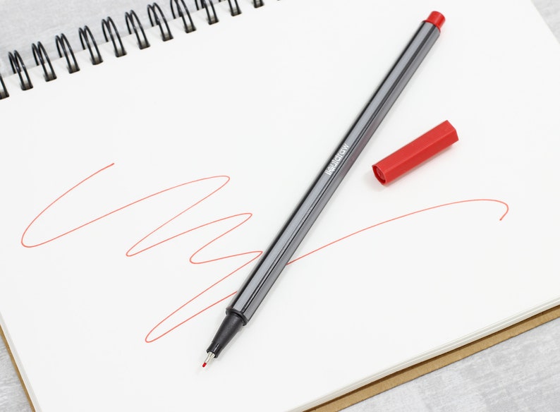 12 RED Fineliner Pens Set Fine Point Pens 0.4mm Fineliners Red Coloured ...