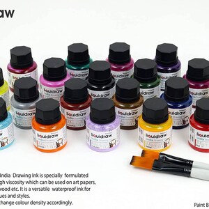 Liquidraw Coloured Drawing Ink Set India Ink, Waterproof, Set of 20 ...