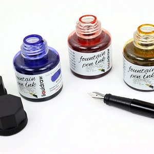 Liquidraw Fountain Pen Ink Bottles Set of 10 Assorted Colours 35ml Inks ...