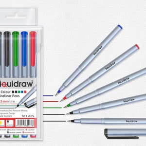 Liquidraw Fineliner Pens Set of 5 Fine Point Pens 0.5mm Fineliners ...