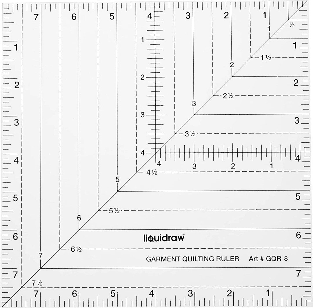 Liquidraw Square Quilting Ruler, Clear Acrylic Template, 8", GQR-8IN - Etsy