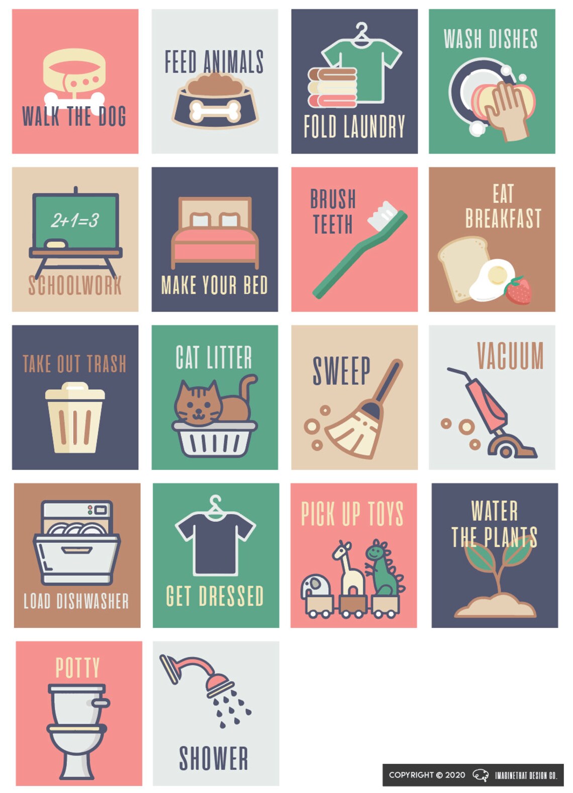 Kids Daily Responsibilities Chart Printable Daily Routine | Etsy