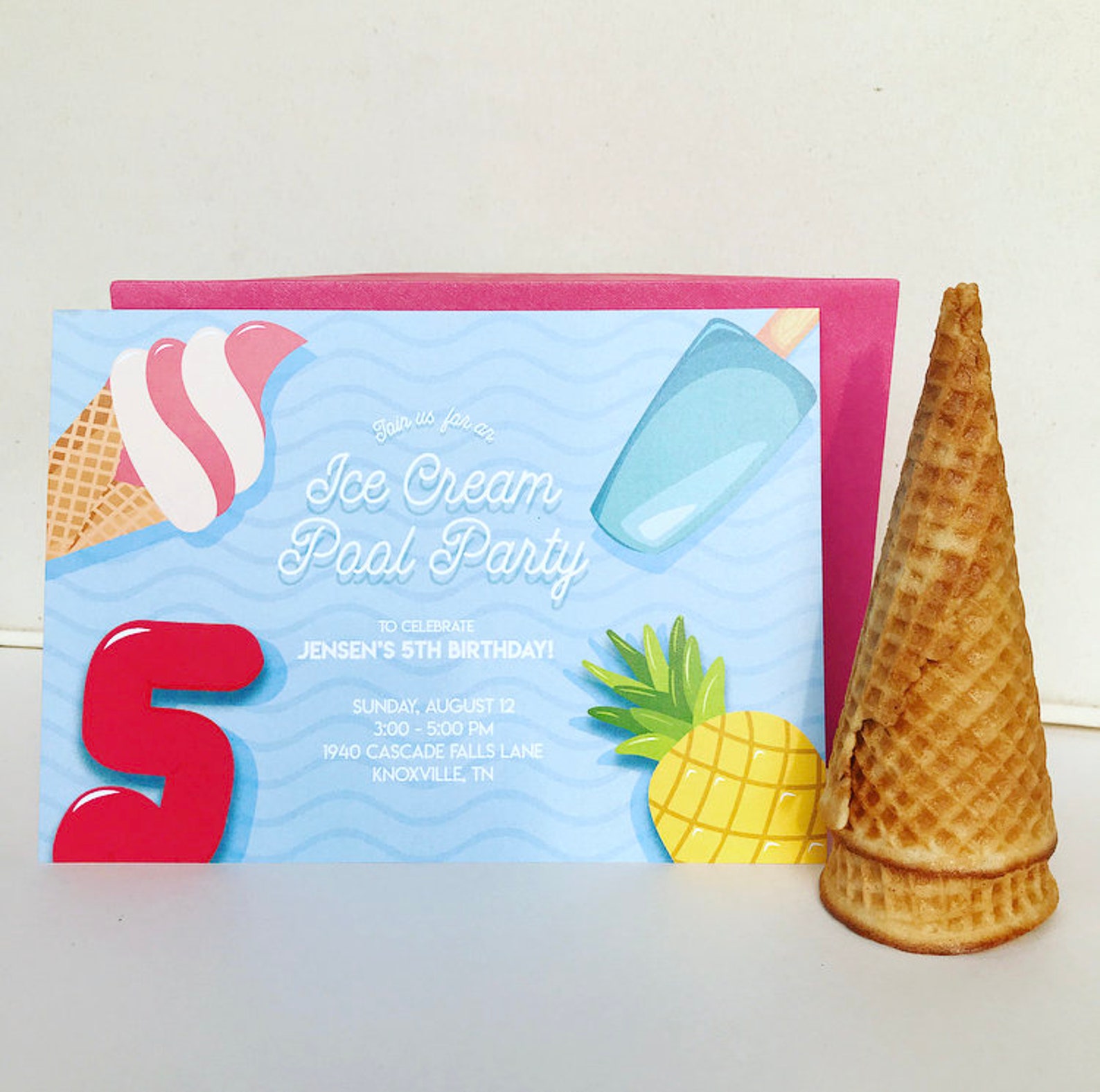 Pool Party Invitation - Swim Party Invites - Ice Cream Pool Party ...