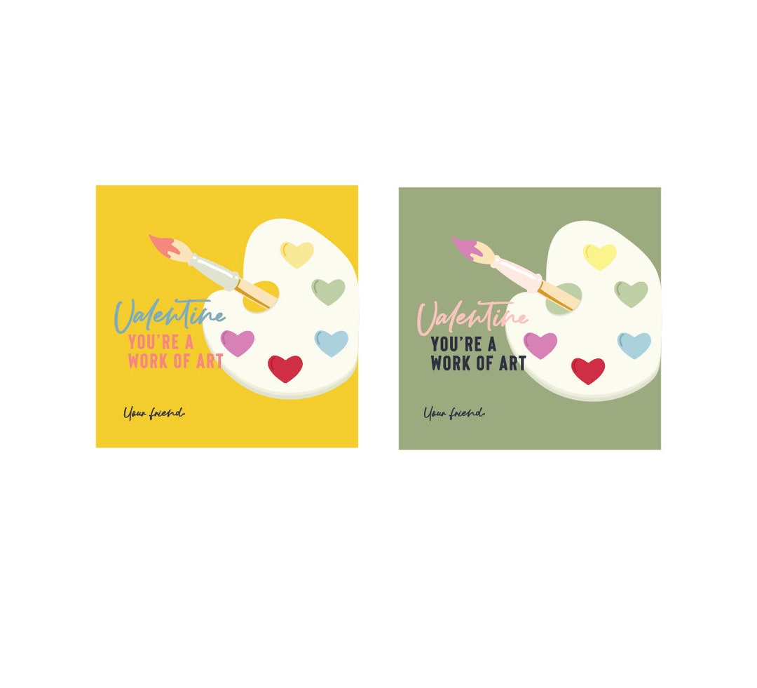 Kids Classroom Valentine Printable, Artist, Art, Creative, Paintbrush ...