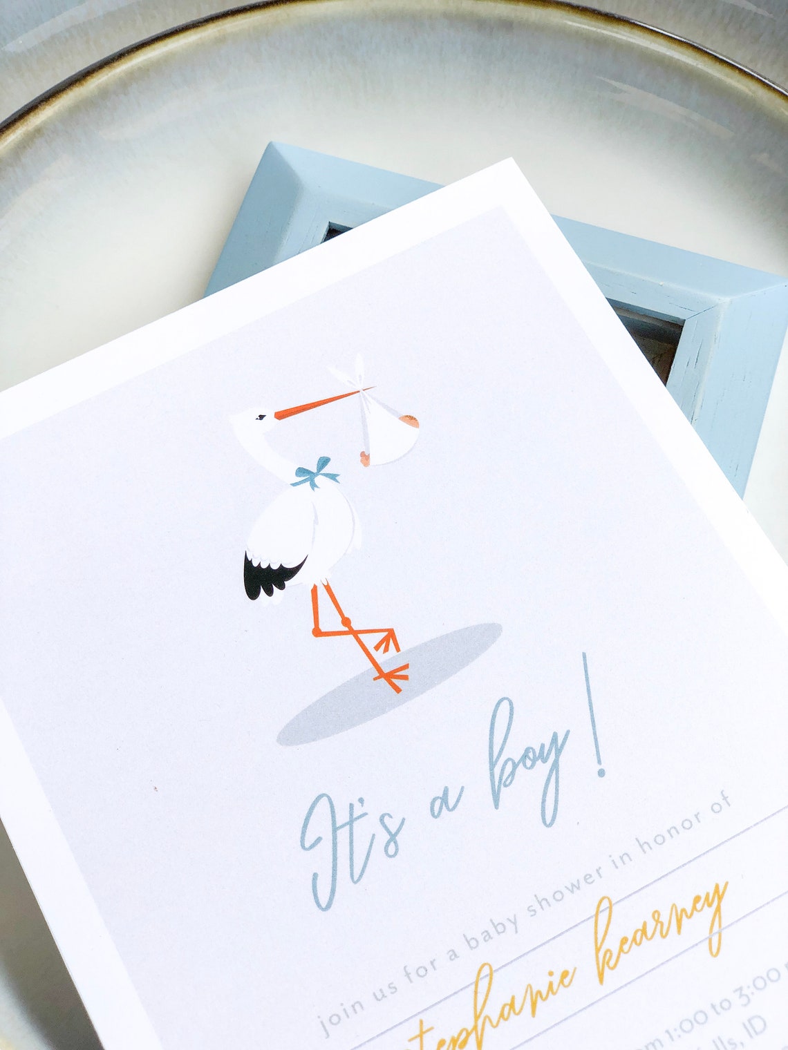 Stork Baby Shower Invitation Stork Invitation Baby Shower - Etsy