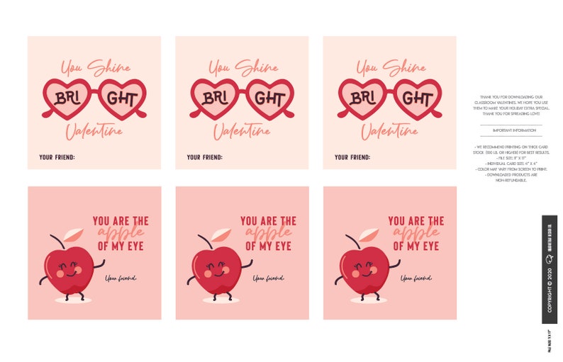 Kids Classroom Valentine Printable, Printable Valentine's Card ...