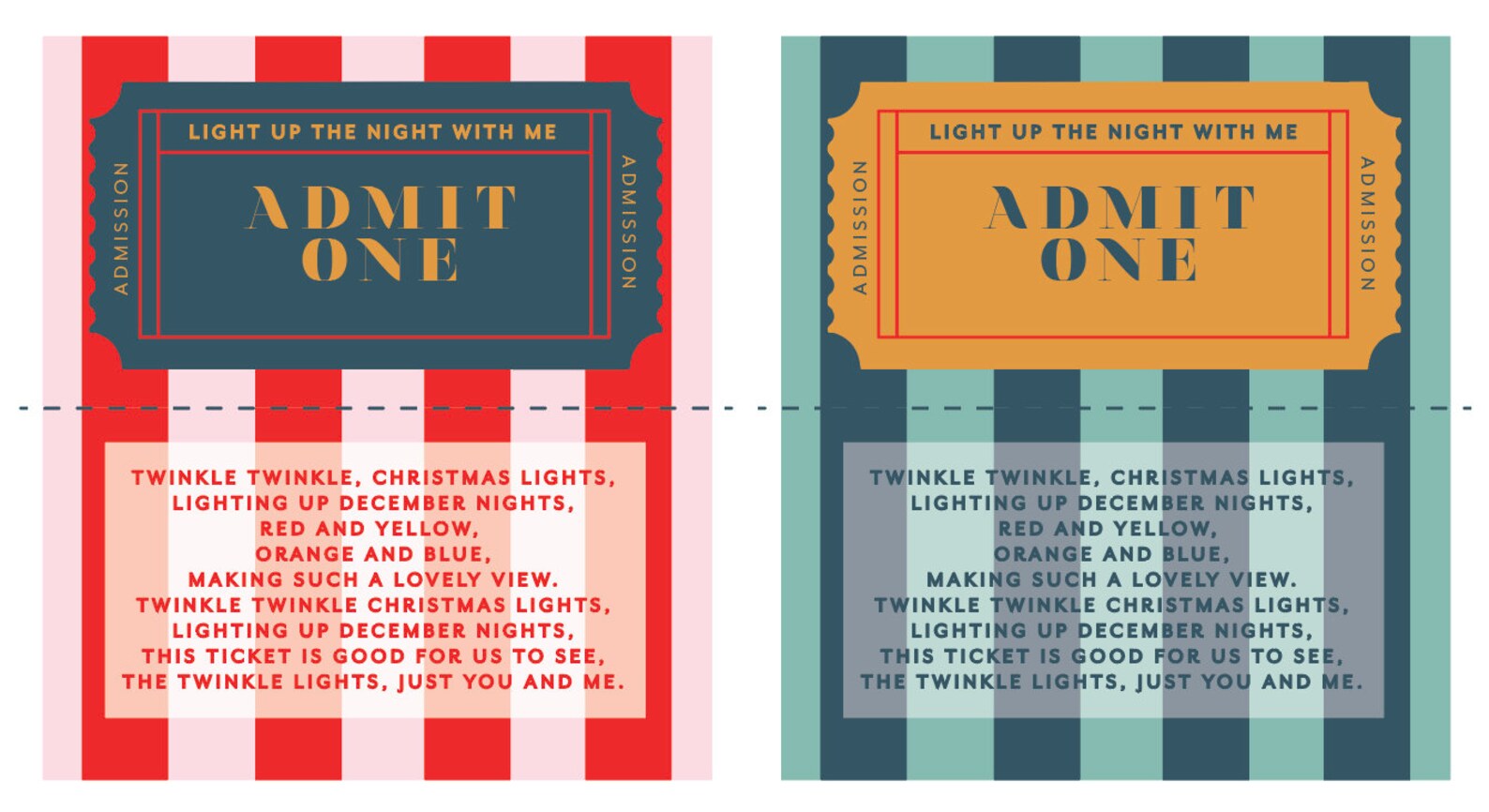 Christmas Holiday Lights Ticket Printable, Christmas Event Ticket ...