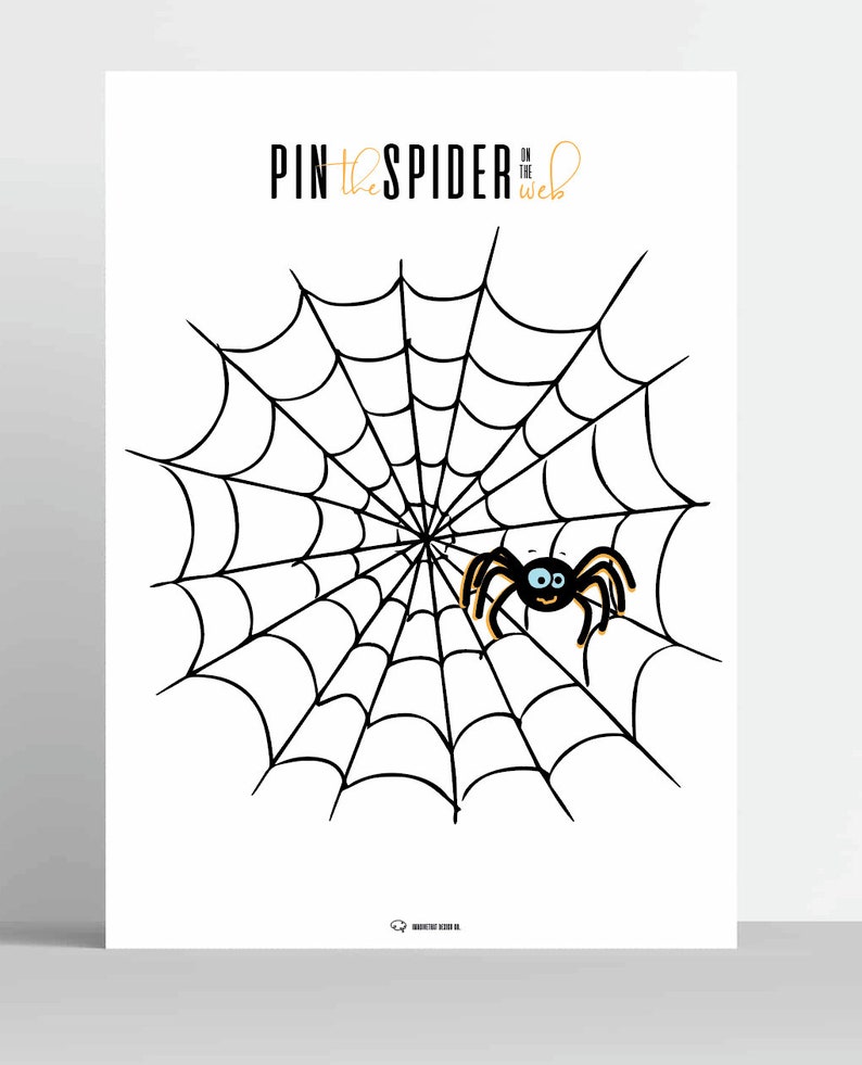 Halloween Party Sign Pin the Spider on the Web Halloween - Etsy