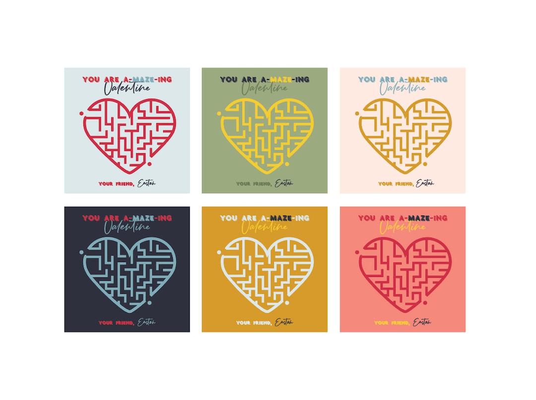 Kids Classroom Valentine Printable, Maze Valentine, Non-candy Valentine ...