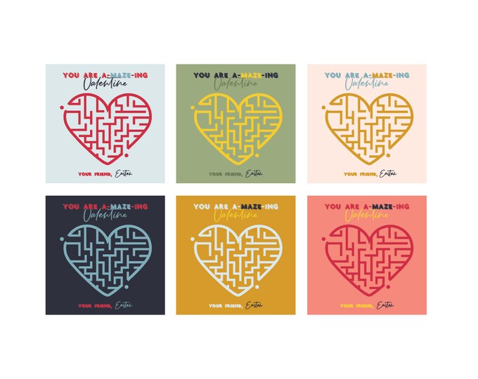 Kids Classroom Valentine Printable Maze Valentine Non-candy | Etsy