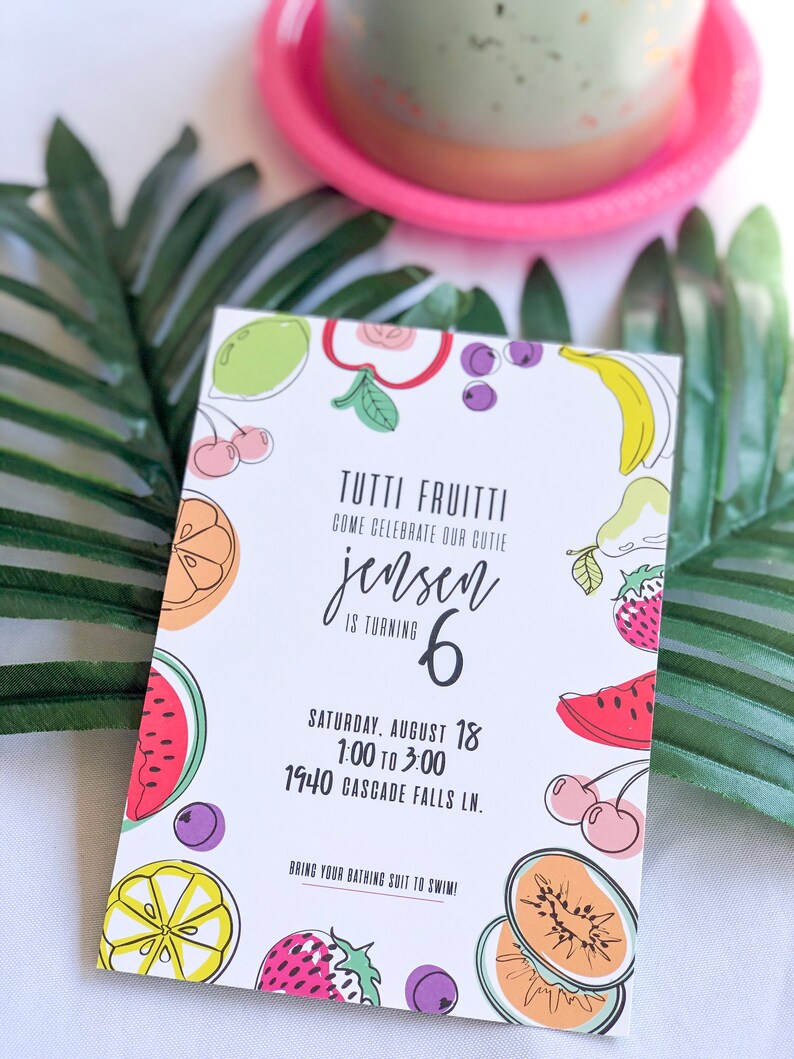 Fruit Birthday Party Invitation Twotti Frutti 2nd Birthday - Etsy