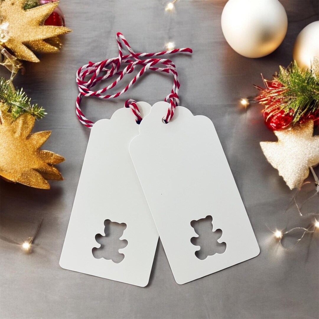 Christmas BEAR Cut Out Gift Tags Labels Festive Holidays Party Secret ...