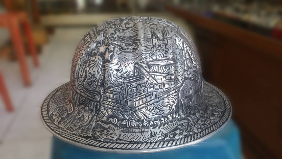 Hand Carved Aluminum Full Brim Hard Hat - Etsy