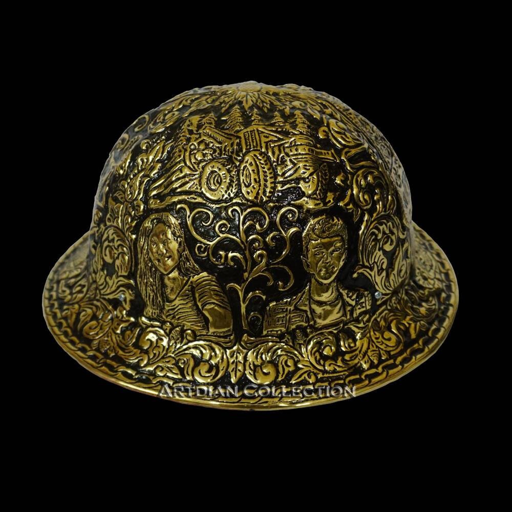 Custom Made Brass Hammered Hand Carved Full Brim Hard Hat - Etsy