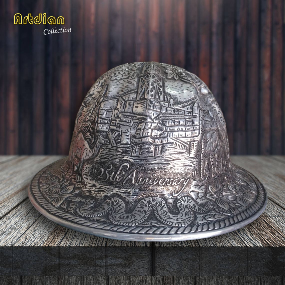 Hand Carved Aluminum Full Brim Hard Hat - Etsy