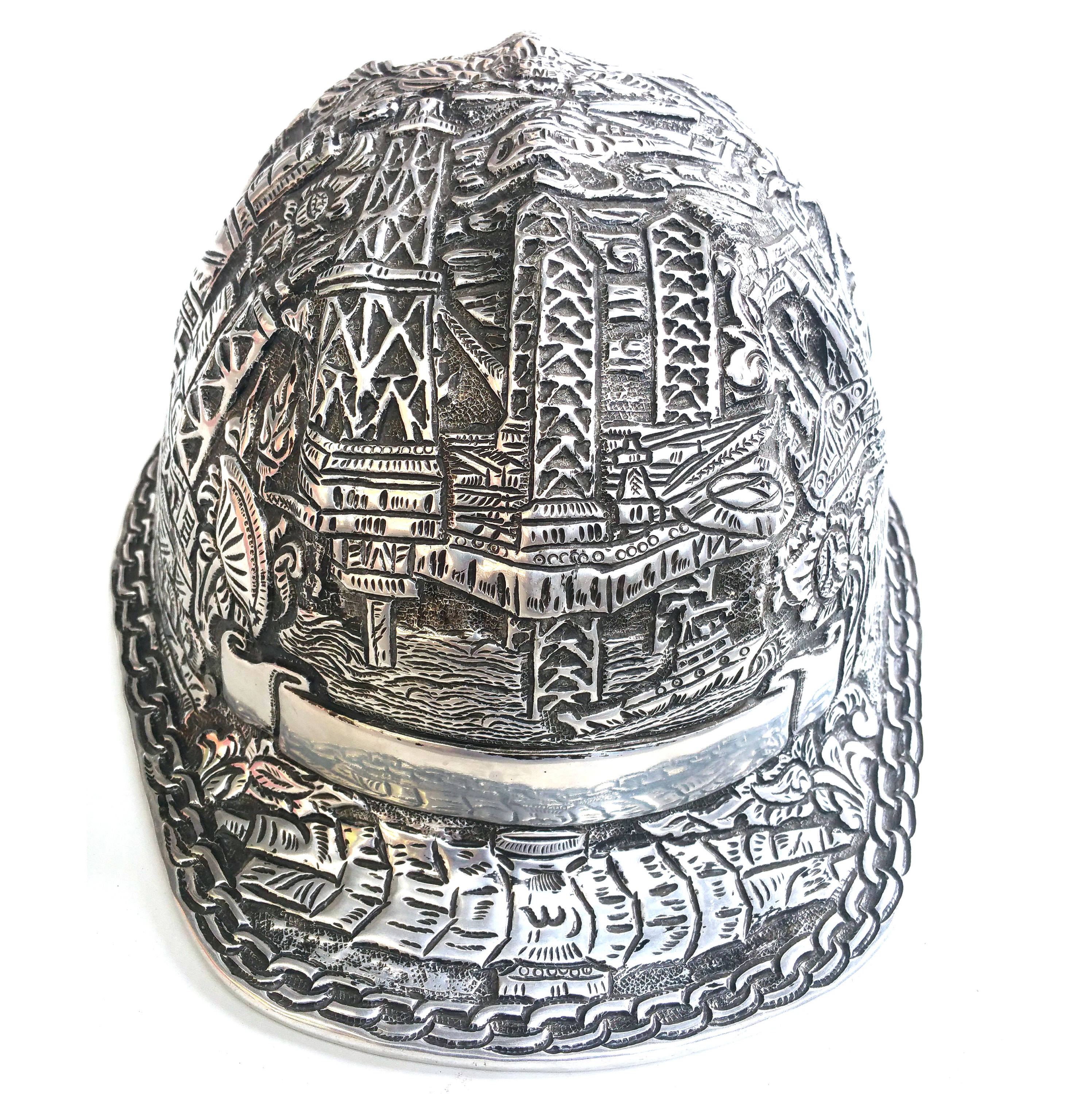 Customizable Hand Carved Aluminum Hard Hat Oilfield Gift Mining Helmet ...