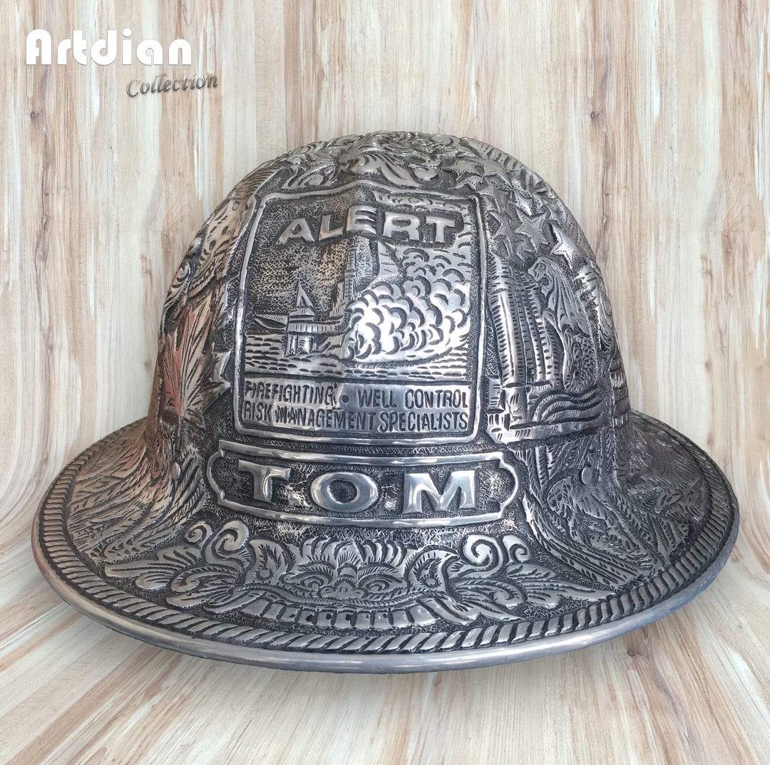 Hand Carved Aluminum Full Brim Hard Hat - Etsy