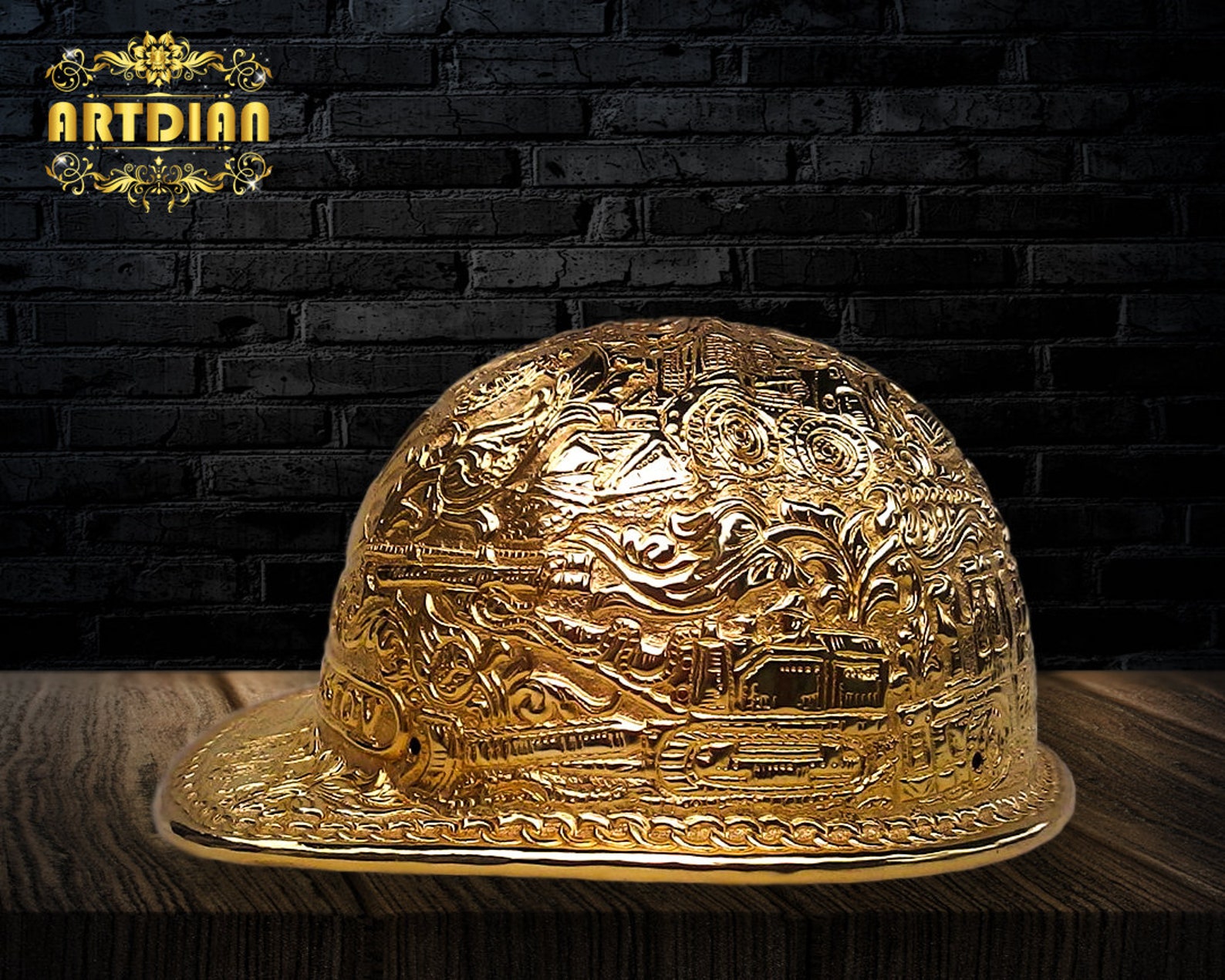 Custom Brass Hammered Hard Hats Hand Carved Helmet - Etsy