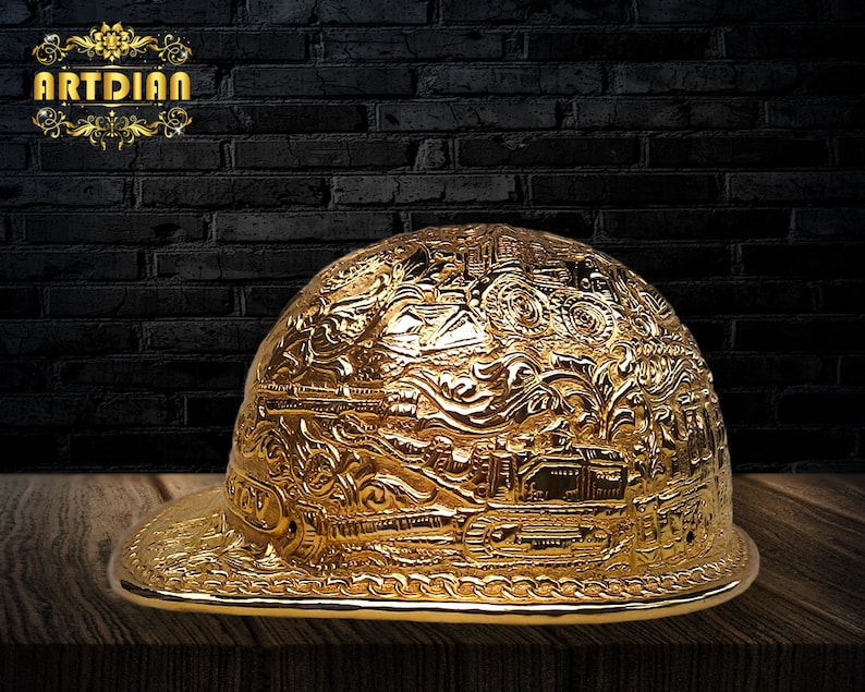 Custom Brass Hammered Hard Hats Hand Carved Helmet - Etsy