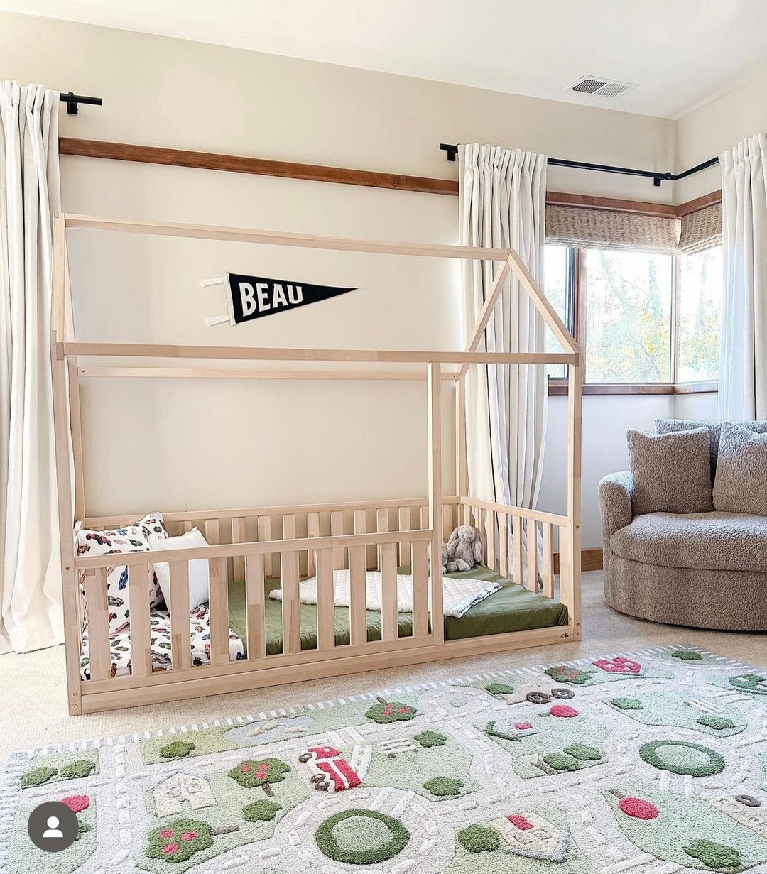 Custom Size Kids Bed Handcrafted Montessori Floor Bed Crib to King ...