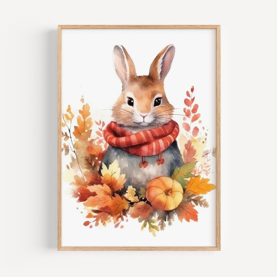 Autumn Rabbit Wall Art Farm Animal Wall Art Printable Wall - Etsy
