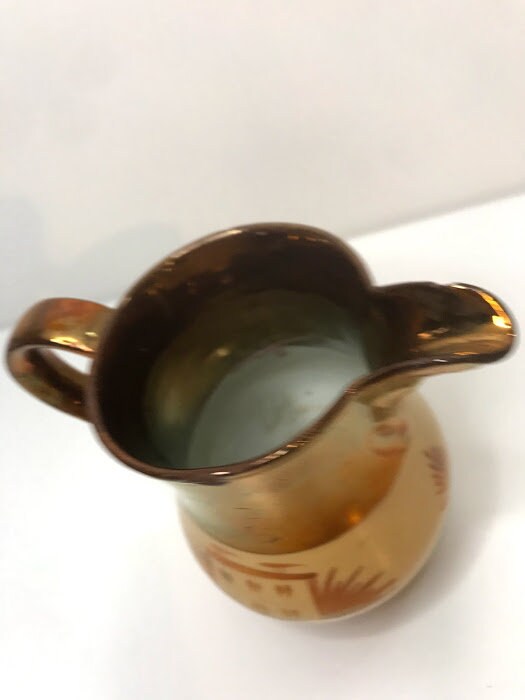 Antique Copper Stoneware Luster Pitcher/jug/19th Century Pitcher/glazed ...