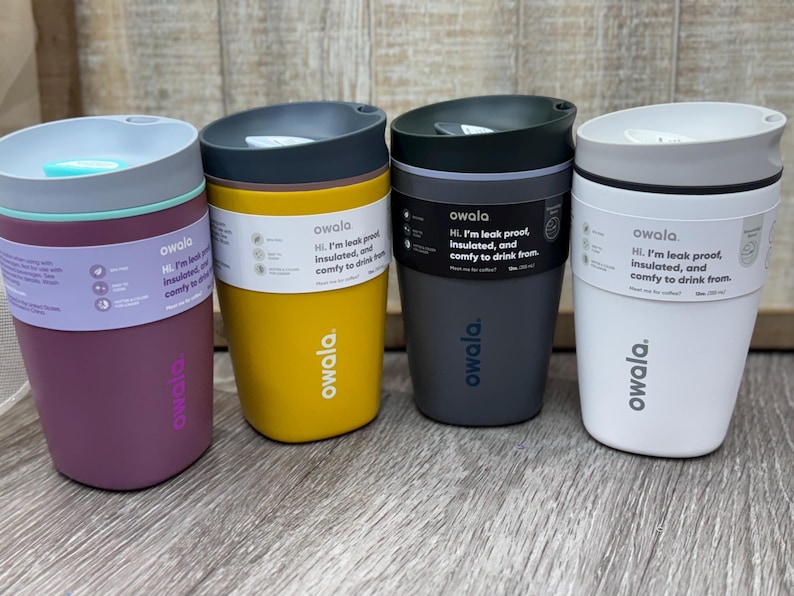 OWALA 12oz Smoothsip SLIDER Coffee Cup - Custom Laser Engraved - Double ...