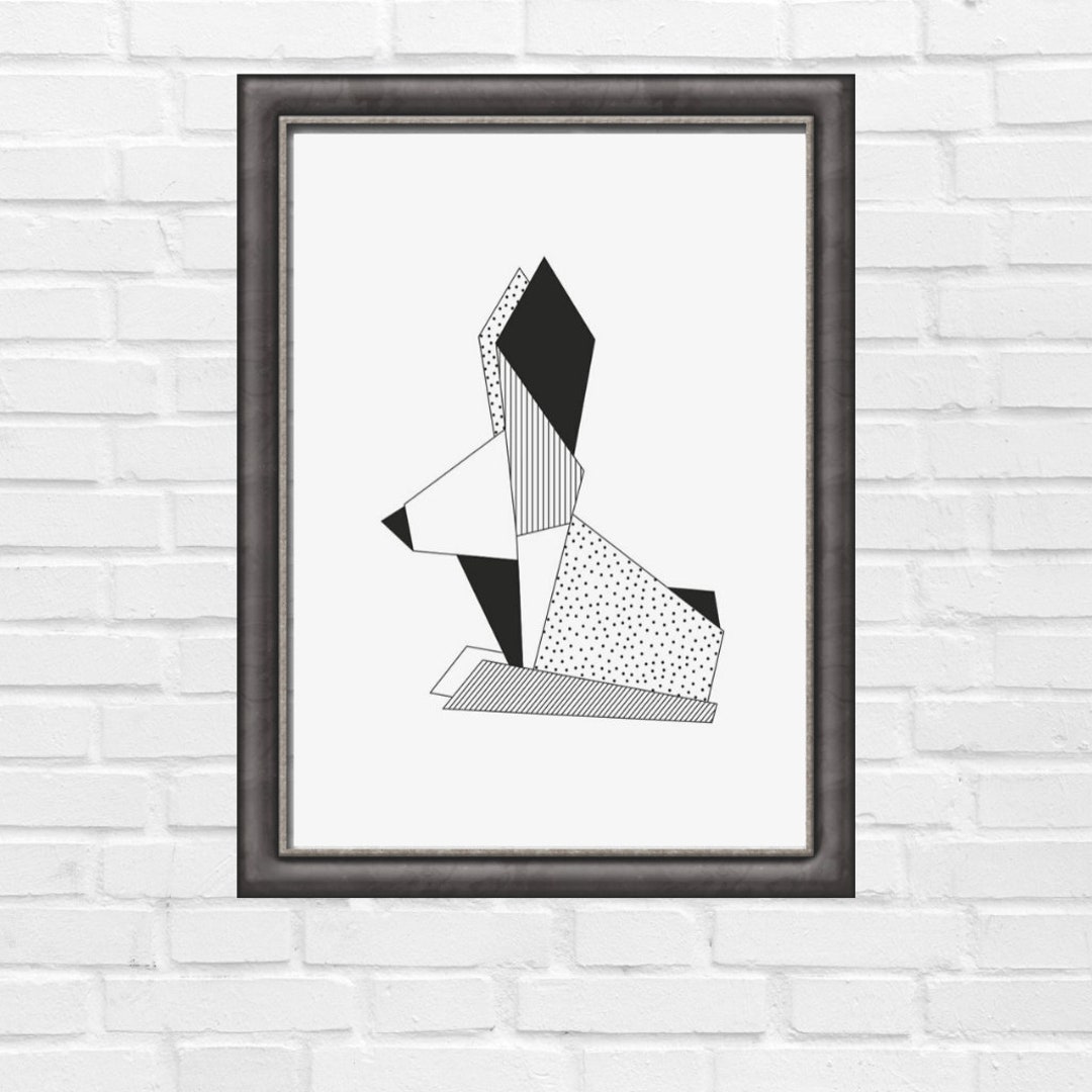 ORIGAMI POSTER Rabbit/origami Paper Print/printable Origami/origami ...