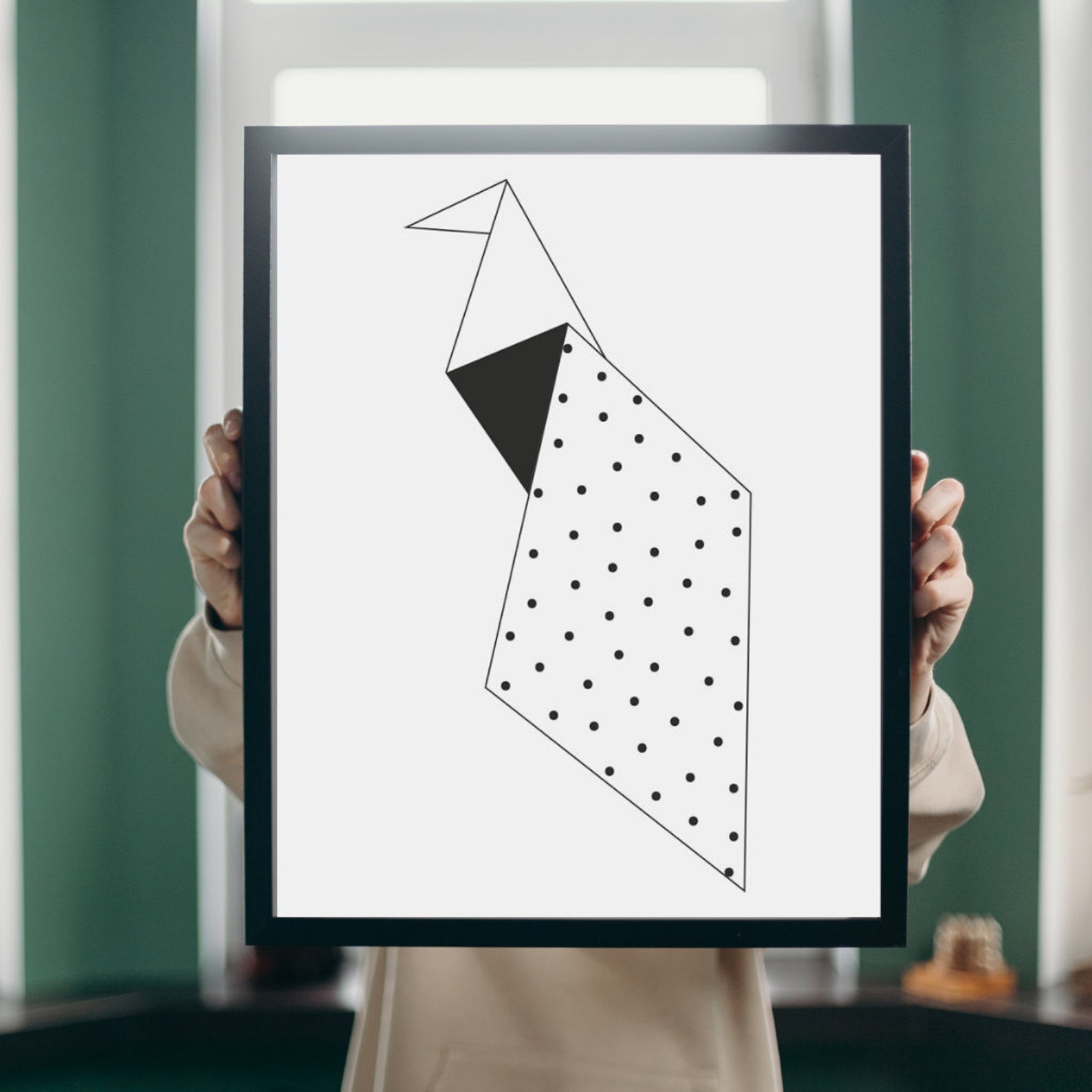 ORIGAMI POSTER Peacock/origami Paper Print/printable - Etsy