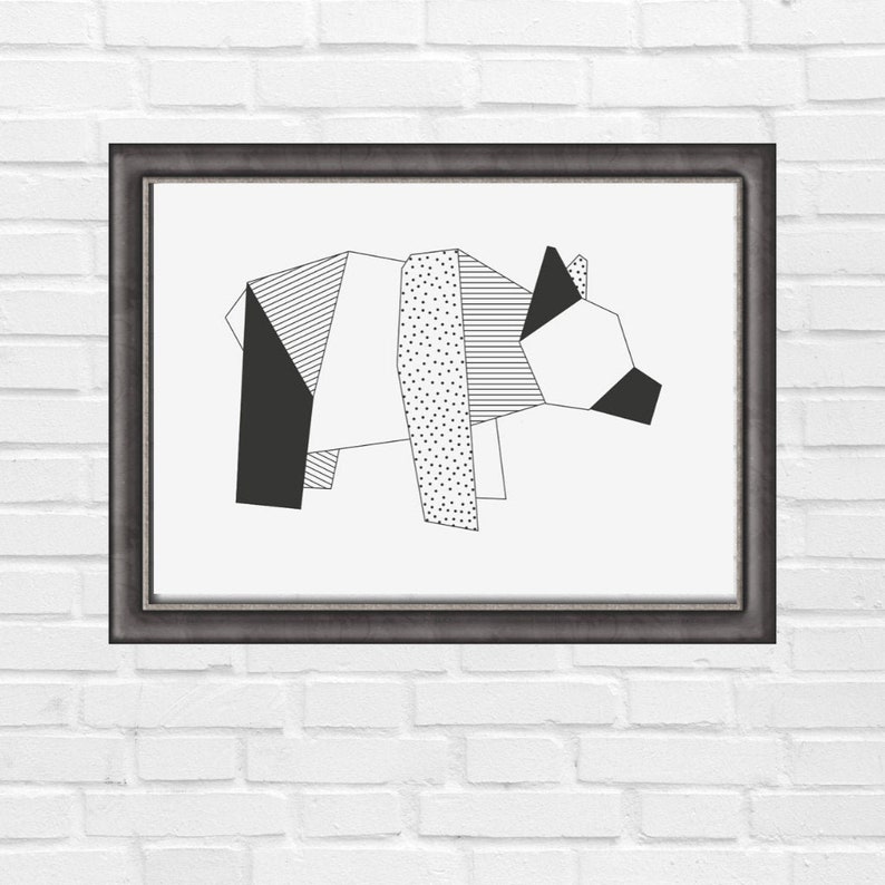 ORIGAMI POSTER Bear/origami Paper Print/printable Origami/origami Wall ...