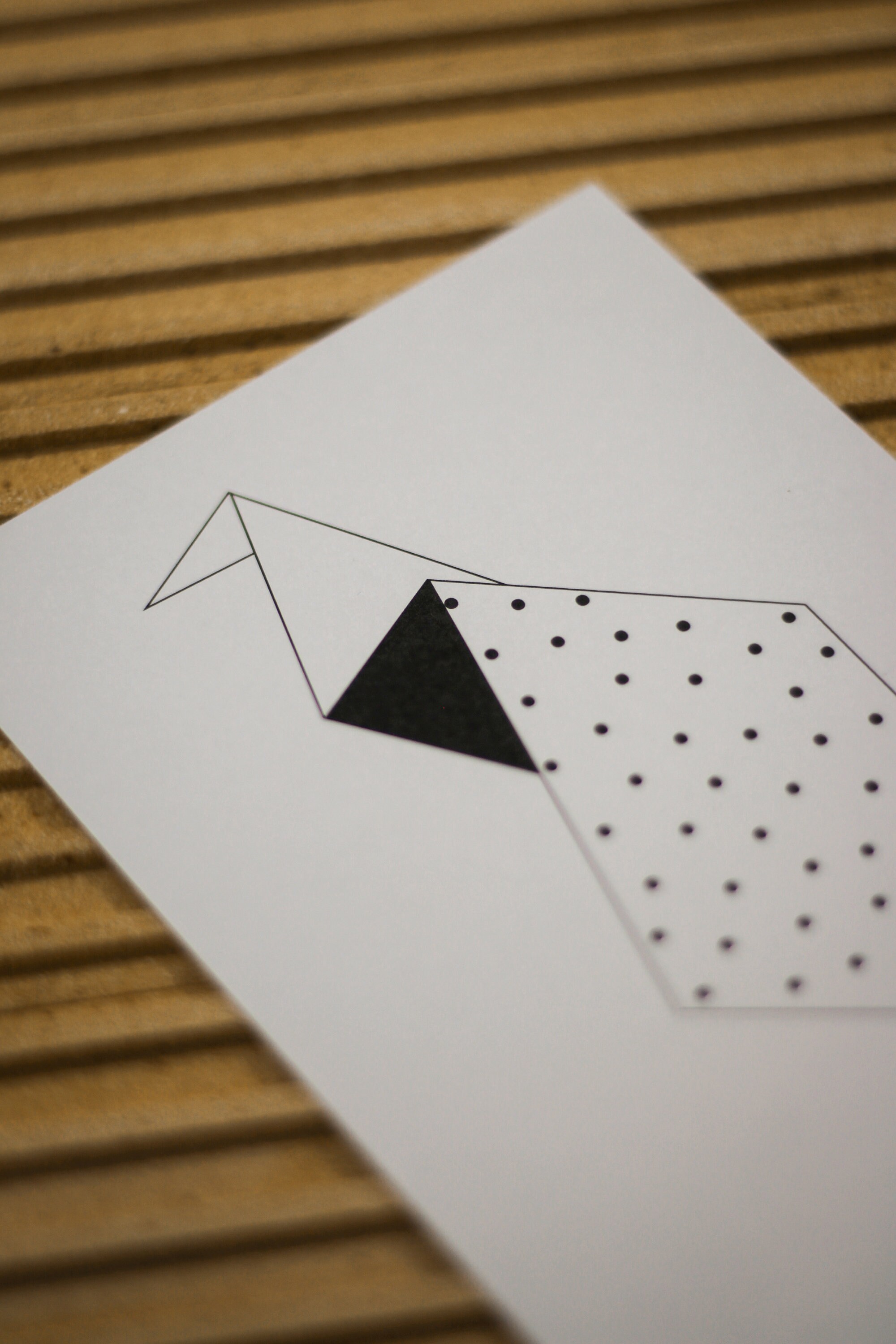 ORIGAMI POSTCARD Peacock/black&white Postcards/minimalistic Card ...