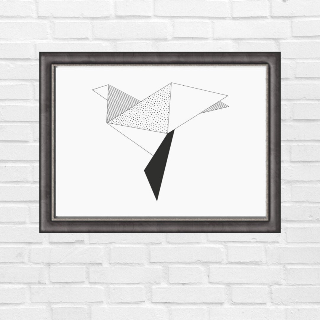 ORIGAMI POSTER Dove/origami Paper Print/printable Origami/origami Wall ...