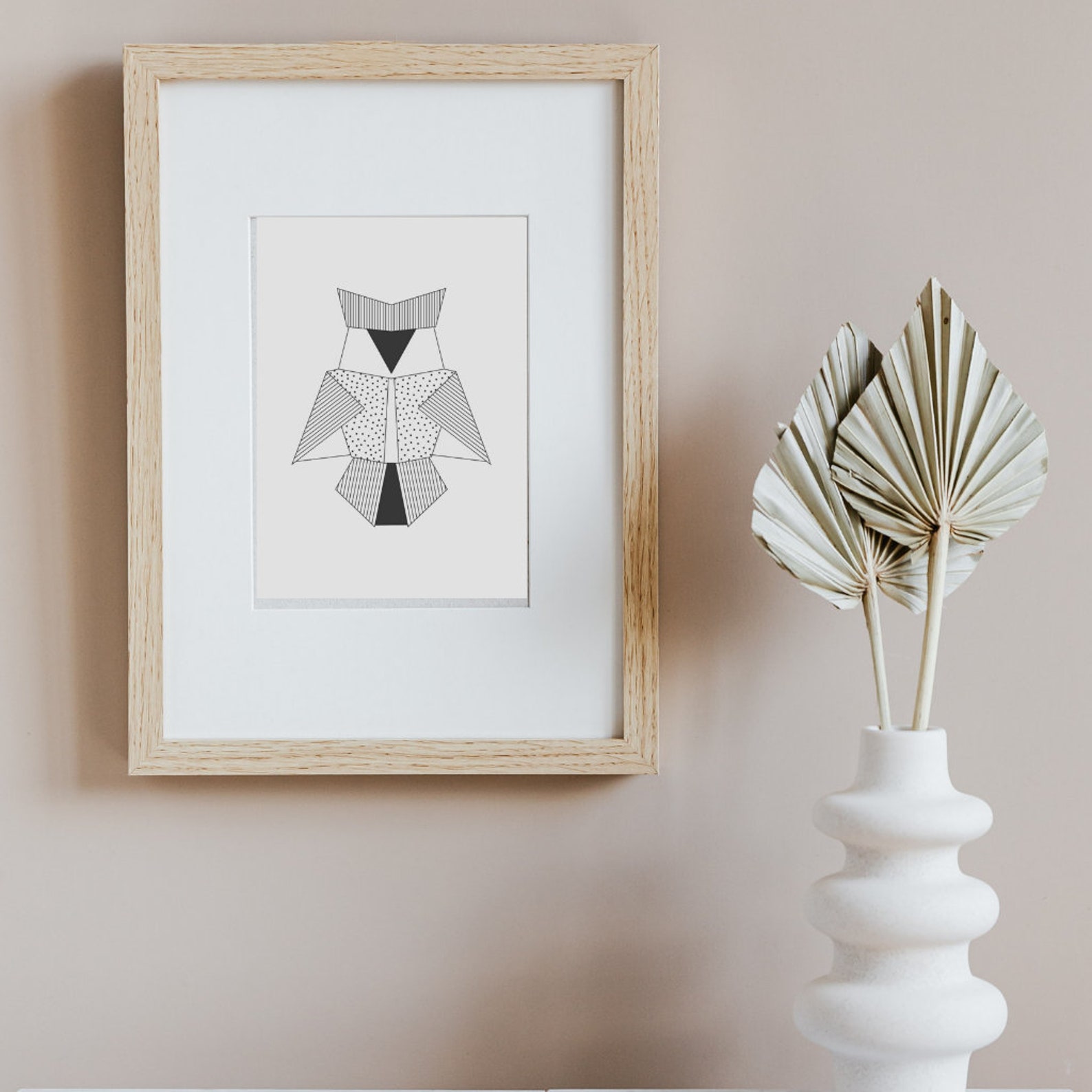 ORIGAMI POSTCARD Owl/black&white Postcards/minimalistic - Etsy