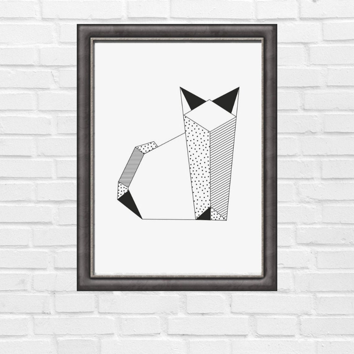 ORIGAMI POSTER Cat/origami Paper Print/printable Origami/origami Wall ...