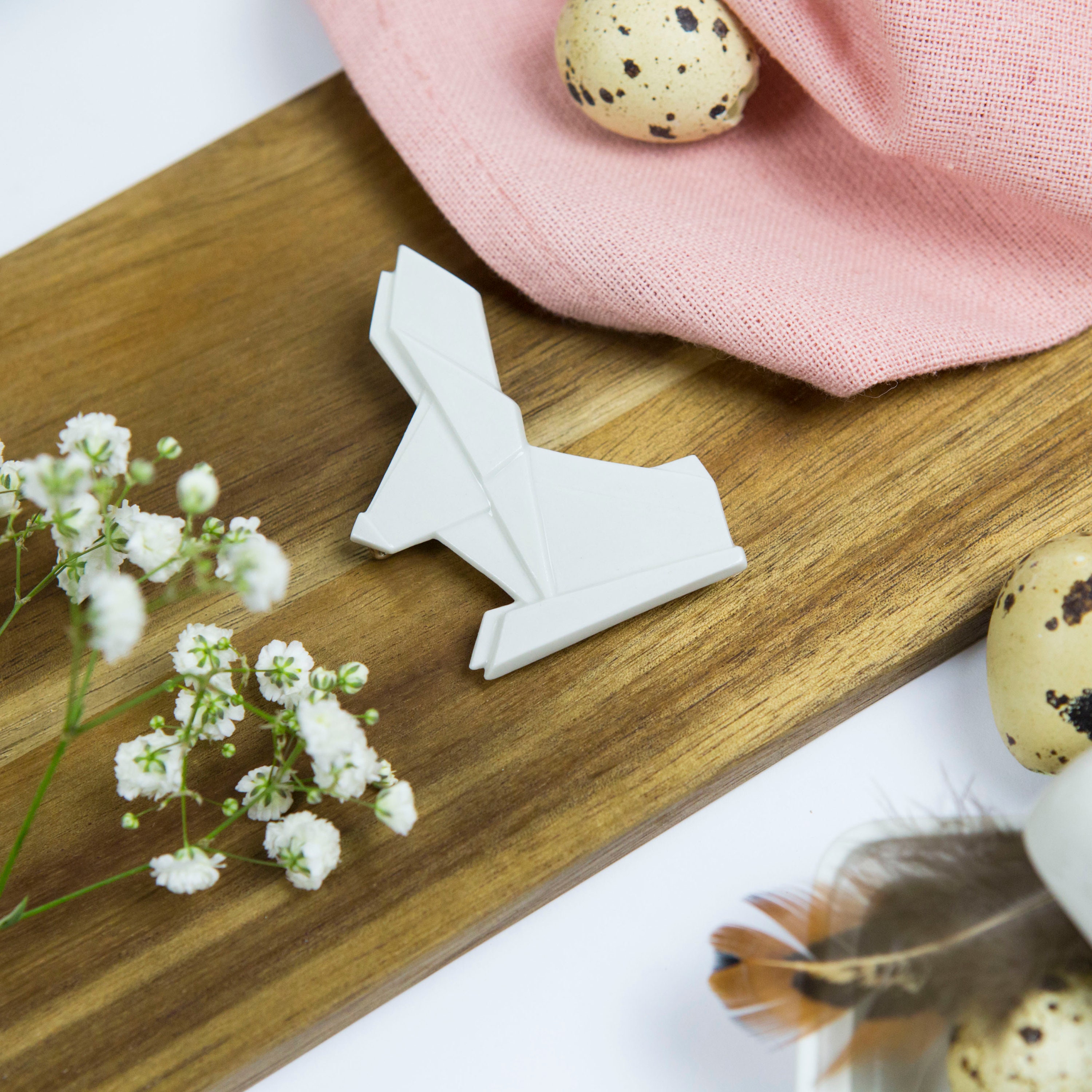 PORCELAIN BROOCH Rabbit/porcelain Origami/origami Pin/origami Brooch ...