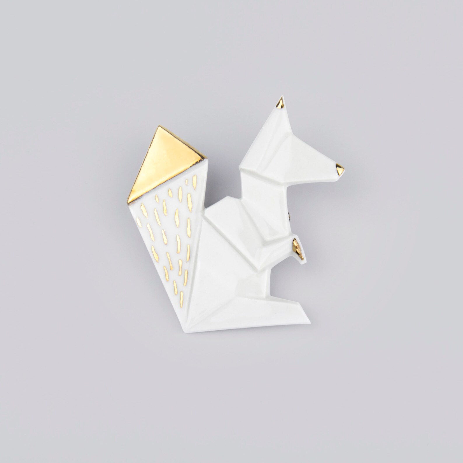 PORCELAIN BROOCH Squirell/porcelain Origami/origami Gold - Etsy