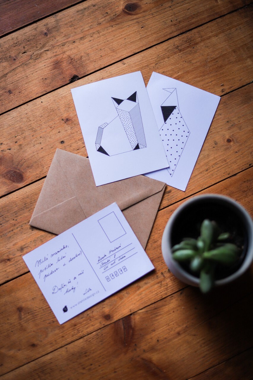 ORIGAMI POSTCARD Peacock/black&white Postcards/minimalistic Card ...