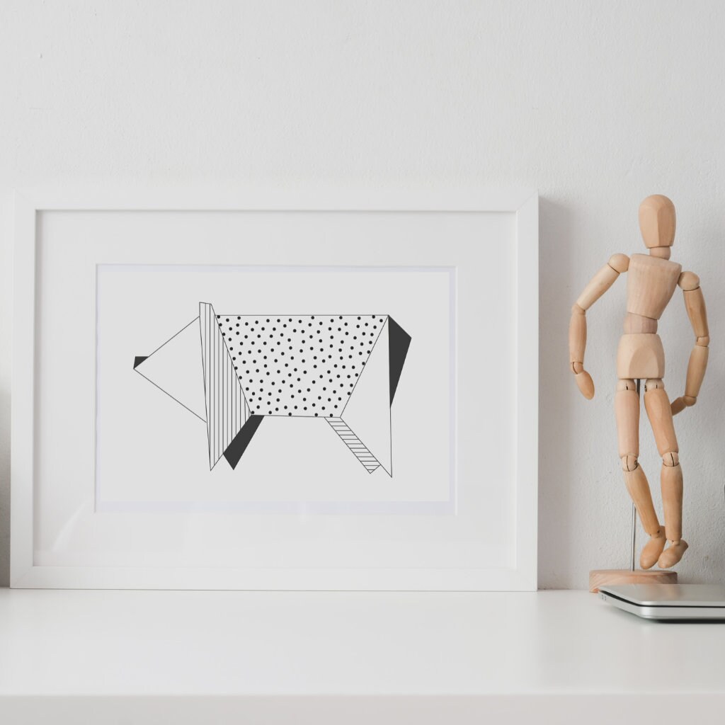 ORIGAMI POSTER Pig/origami Paper Print/printable Origami/origami Wall ...
