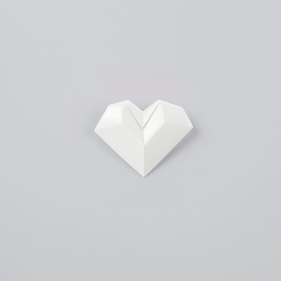 PORCELAIN BROOCH Heart/porcelain Origami/origami Pin/origami Brooch ...