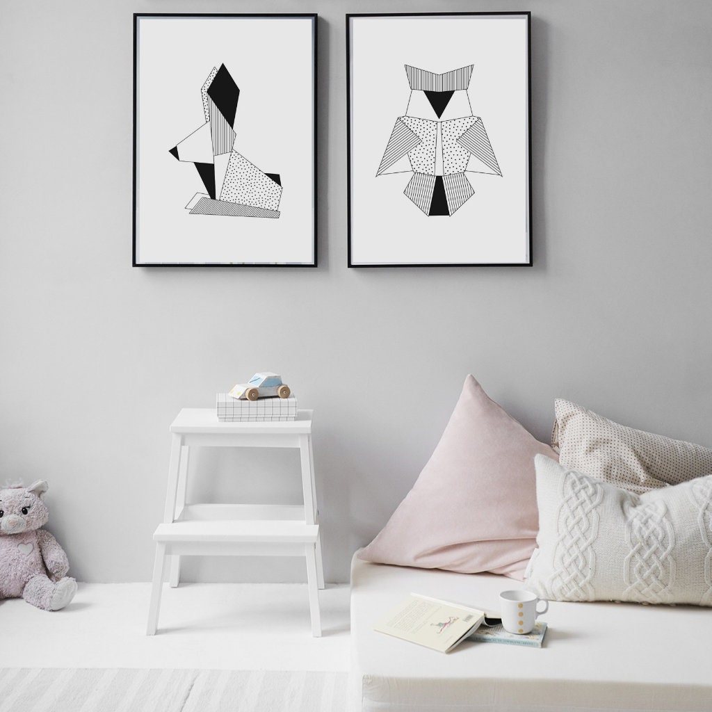 ORIGAMI POSTER Rabbit/origami Paper Print/printable Origami/origami ...