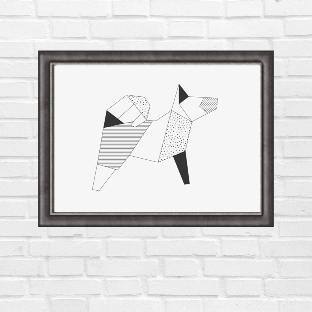 ORIGAMI POSTER Dog/origami Paper Print/printable Origami/origami Wall ...