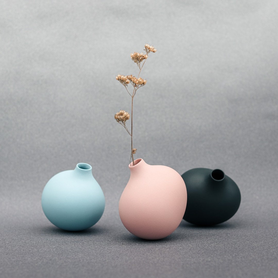 PORCELAIN DESIGN Vase/round Vase Pink/ White Vase Imo/porcelain Flower ...