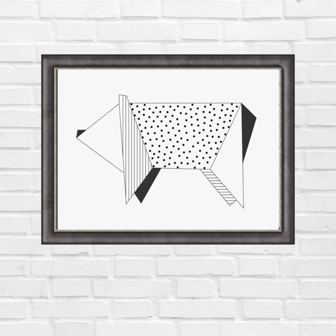 ORIGAMI POSTER Pig/origami Paper Print/printable Origami/origami Wall ...