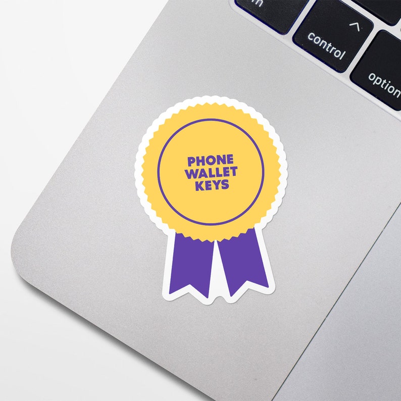 Phone, Wallet, Keys Durable Vinyl Reminder Award Sticker Perfect Gift ...