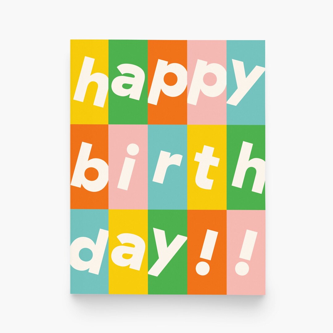Colorful Modern Birthday Card, Grid Design Greeting for Happy Birthday ...