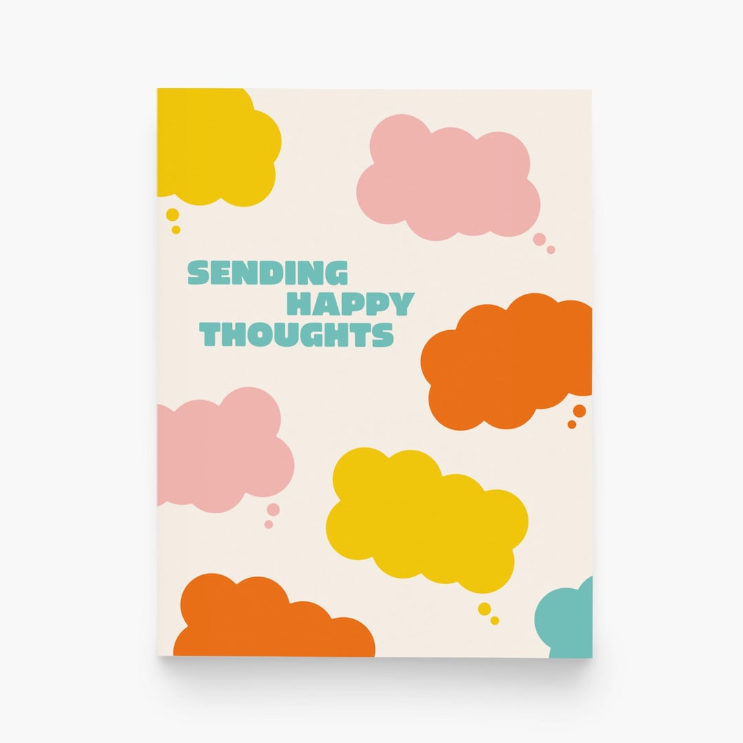 Sending Happy Thoughts Card: Colorful Encouragement Greeting Card - Etsy