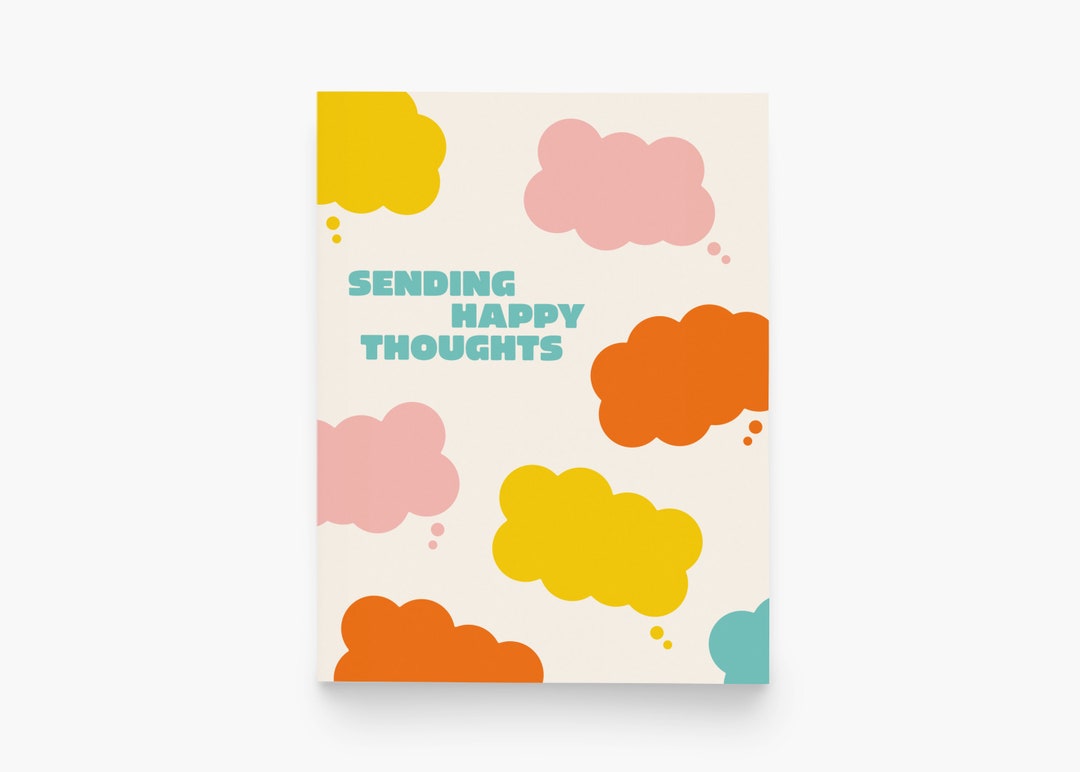 Sending Happy Thoughts Card Colorful Greeting Card to Reach - Etsy