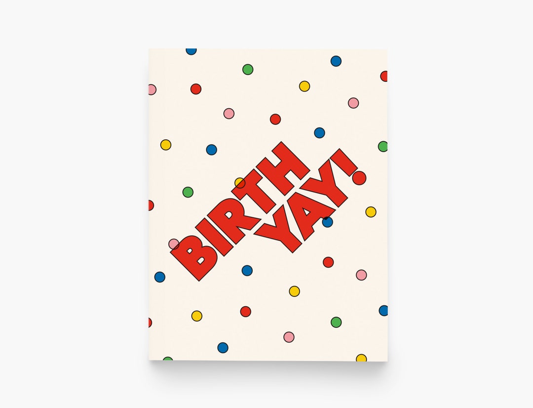 Birth-yay Birthday Card With Colorful Polka Dots - Etsy